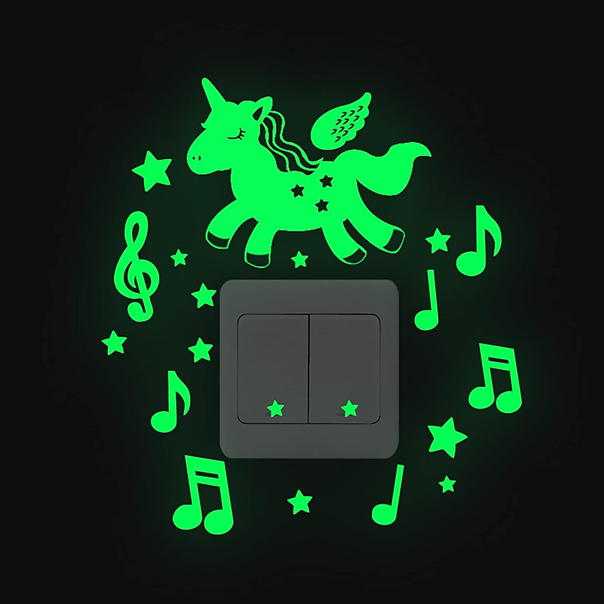 Amosfun 10pcs Luminous Light Switch Decals Glow in The Dark Cartoon Animal Wall Switch Sticker Light Switch Decor Wall Art Mural Paster for Nursery Decor Green Random Style