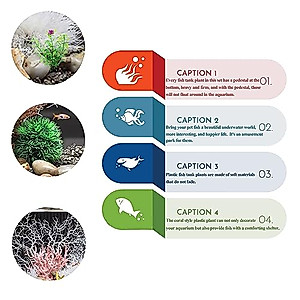 Grddaef Aquarium Plant Kits, Artificial Fish Tank Plastic & Resin Plants and Cave Rock Decorations Decor White Fake Coral Plants Set 9 Units