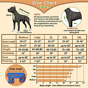 LovinPet Large Dog Clothes - Spun Polyester Stretch Jersey Knit Pjs, Orange Print, Wound Care and Post Surgery Shirt, UV Protection, Pet Anxiety Relief Shirt, Large Dog Onesies, 3XL