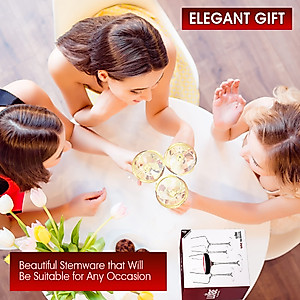 LUXBE - Crystal Wine Glasses, Set 6, 15.3 fl. oz - Small Red White Wine Glasses - 100% LeadFree Glass - 450 ml