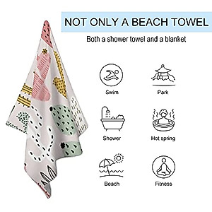 My Little Nest Bath Towels Soft Absorbent Bathroom Towel Colorful Cactuses Hand Drawn Quick Dry Bath Towel Large Shower Towels Lightweight Hand Towels 31" x 51"