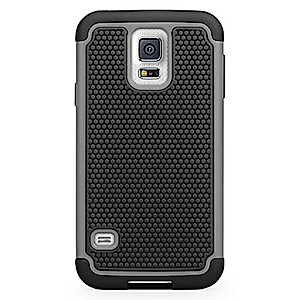 Galaxy S5 Case, SYONER [Shockproof] Hybrid Rubber Dual Layer Armor Defender Protective Case Cover for Samsung Galaxy S5 S V I9600 [Gray/Black]