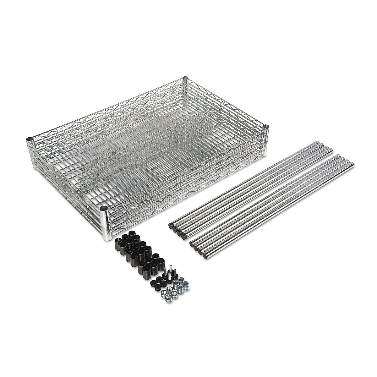 Alera SW503624SR Wire Shelving Starter Kit, 4 Shelves, 36w x 24d x 72h, Silver