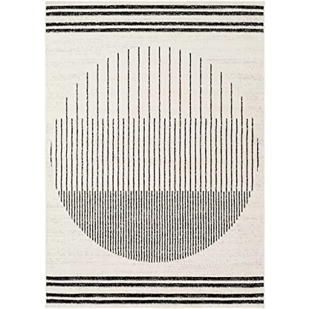 Hauteloom Angus Contemporary Bedroom Living Room Farmhouse Area Rug - Art Deco Boho Carpet - Mid Century Round Southwestern - Native American - Black, Grey, Off White, Beige - 5' x 7'