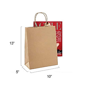 GSSUSA Brown Kraft Paper Gift Bag with Handles, 10x5x13 Bulk Shopping Grocery Paper Bags 100 Pc, Party Favor, Retail, Small Business, Packaging, Christmas, Merchandise, Boutique, Wedding, Baby Shower