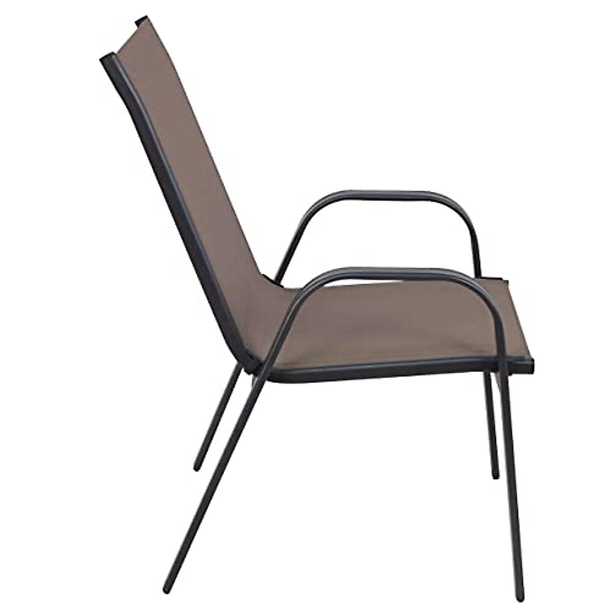 BTEXPERT Brown Indoor Outdoor 4-Set of Four Restaurant Flexible Sling Stack, Patio Metal Frame Chair, Set of 4