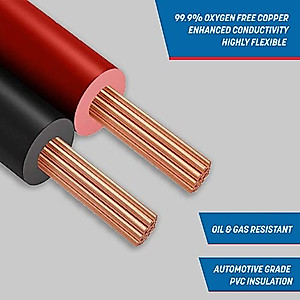GS Power 16 Gauge Wire (16 AWG) - 100 Foot, Pure Copper, Stranded Electrical Wiring for Speaker, Automotive, Trailer, Stereo and Home Theater Applications - Red/Black