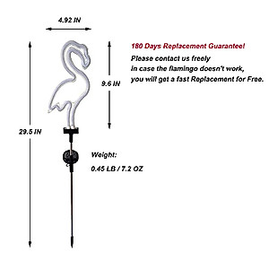 Flamingo Solar Garden Stake Lights, [Set of 2] Outdoor Solar Pathway Light for Lawn Patio Yard Walkway, Neon Pink Lighting (29.5" Height)