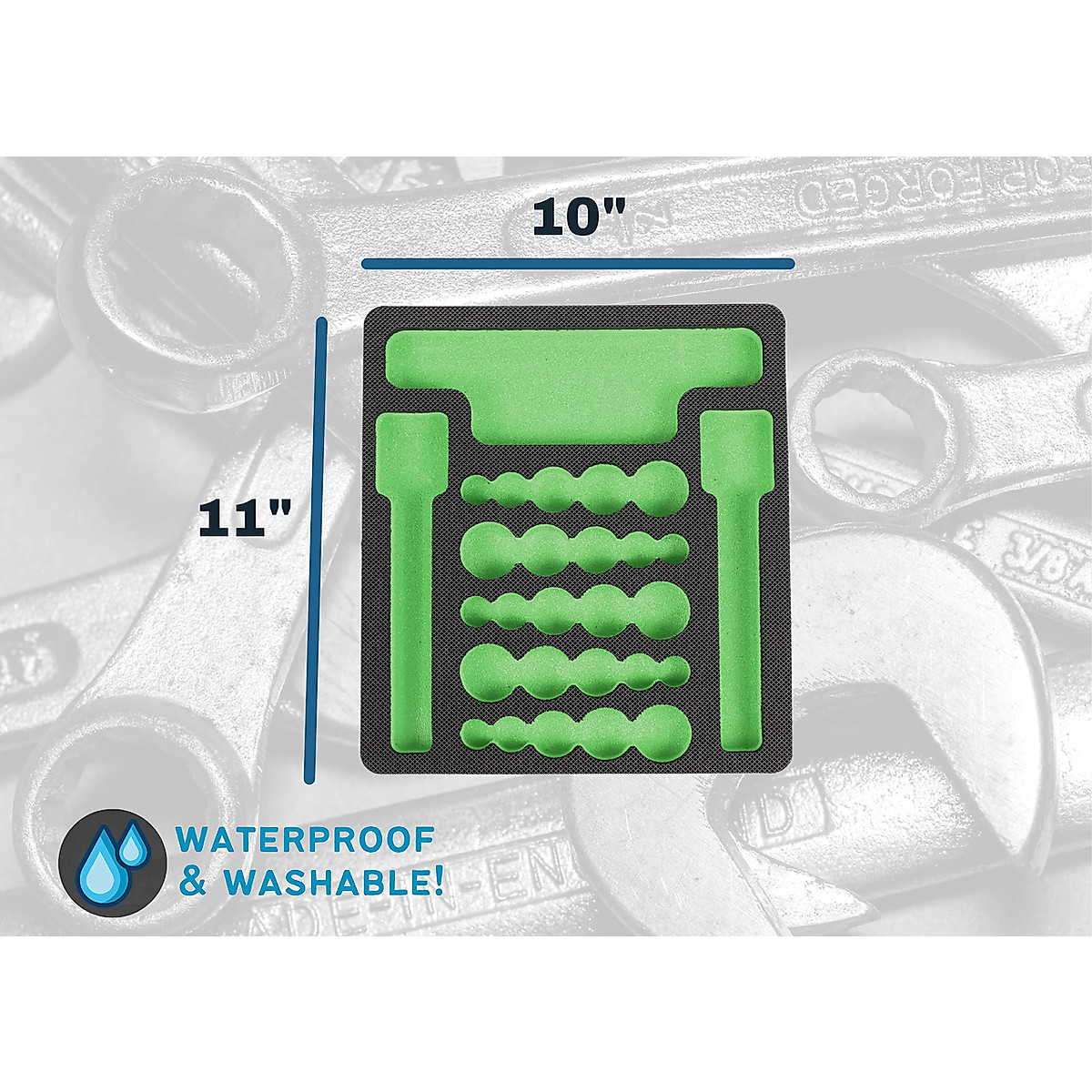 Polar Whale Tool Drawer Organizer Socket Holder Insert Green and Black Durable Foam Strong Tray Holds 25 Sockets and More Fits Craftsman Husky Kobalt Milwaukee and Many Others