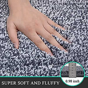 Pauwer Bathroom Rug Mat Set 3 Piece, Microfiber Shaggy Bath Mat Set, Non-Slip Ultra Soft Carpet Mats, Absorbent Bathroom Mat Set with U-Shaped Toilet Mat for Bathroom, Tub, Shower, Dark Grey