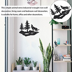 DOITOOL Metal Silhouette Wall Art Wolf in The Tree Christmas Metal Wall Art Hanging Decor for Living Room Garden Bedroom Office Home Wall Housewarming Party