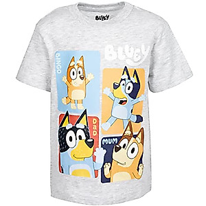 Bluey Bingo Mom Bandit Little Boys Girls 2 Pack Graphic T-Shirt Blue/Gray 6