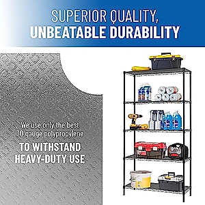 Shelf Liners for Wire Shelf System - Set of 4 in Graphite - 18 x 36 inch - Plastic Wire Shelving Shelf Mats - Made in USA