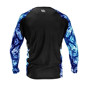 Sanabul Funk Strike Compression Long Sleeve Rash Guard | Stylish Training Shirt for MMA BJJ | Swim Surf Rash Guard for Men (Blue Swirl, Medium)