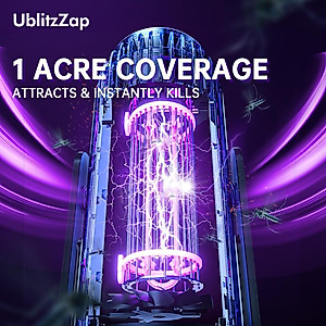 UblitzZap Bug Zapper Indoor Outdoor, Electric Mosquito Trap & Insect Killer with Silent Fan & Auto On/Off, Blue Violet Lamp for Moths, Gnats, Flies for Home, Patio, Office, Courtyard