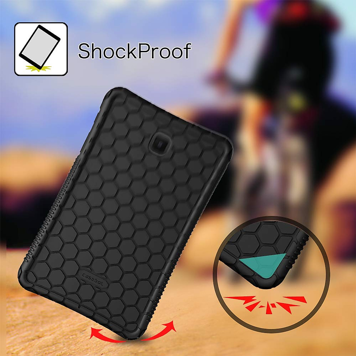 Fintie Silicone Case for Samsung Galaxy Tab A 8.0 2018 Model SM-T387, [Honey Comb Series] [Kids Friendly] Light Weight Shock Proof Protective Cover, Black