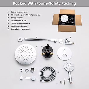 KIBI 2-Function Wall Mounted Circular Bathroom Shower System | Solid Brass Pressure Balanced Shower Faucet Set with High Flow Showerhead and Handheld Spray for Bathroom (Chrome, KSF403)