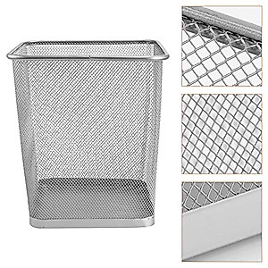 Zerodeko Metal Garbage Waste Basket Wire Mesh Waste Basket Recycling Bin Small Waste Basket Trash Can for Near Desk Recycling Garbage Container Bin for Office Home Bedroom Waste Paper Basket Silver