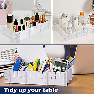 SELFIE CAT Acrylic Drawer Divider Board Set 40PCS Adjustable DIY Drawer, No Need to Cut, Organizer Separator for Socks Underwear Lipstick Kitchen Bedroom