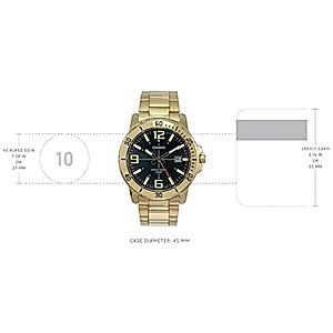 Casio MTP-VD01G-1BV Men's Enticer Gold Tone Stainless Steel Black Dial Casual Analog Sporty Watch