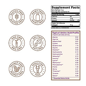 Collagen Peptides Powder - Naturally-Sourced Hydrolyzed Collagen Powder - Hair, Skin, Nail, and Joint Support - Type I & III Grass-Fed Collagen Supplements for Women and Men - 41 Servings - 16oz