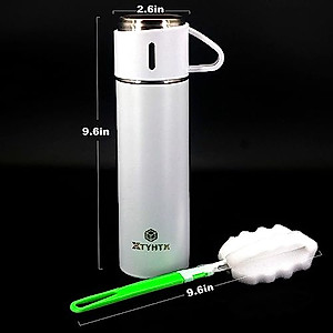 XTYHTX Thermos Bottle Coffee Cup,Vacuum-Insulated Beverage Bottle with Handle,Stainless Steel Thermo Leak-Proof for Coffee, Tea, Water, Hot or Cold, 17oz (White)