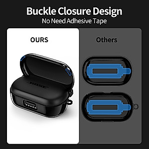 Bose QuietComfort Earbuds Case Cover, Filoto Hard Protective Case for Bose QuietComfort Noise Cancelling Earbuds with Carabiner Keychain Accessories for Men Women (Black)