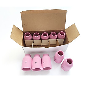 10Pcs TIG Welder Torch Accessories-Pink Large Gas Lens Cup Alumina Nozzle Shield (Size #10/53N88)