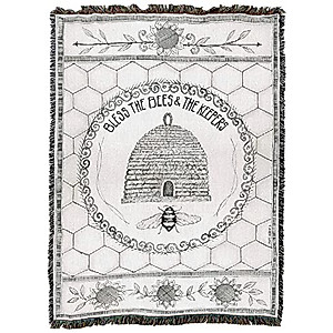 Pure Country Weavers Bless The Bees and The Keepers Blanket by Cindy Shamp - Garden Floral Gift Tapestry Throw Woven from Cotton - Made in The USA (72x54)