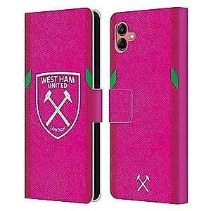 Head Case Designs Officially Licensed West Ham United FC Third Goalkeeper 2023/24 Crest Kit Leather Book Wallet Case Cover Compatible with Samsung Galaxy A04 (2022)
