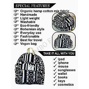 Generic Set Of Mini Backpack Pen case Coin Purse Hemp University Light Weight Backpack For Girl Black and White Small Small Backack