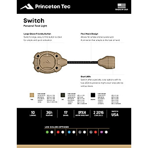 Princeton Tec Switch MPLS 10 Lumen Ultrabright Red/White LED Light, Universal Mounting System for Hardhats and Flexi-Neck Design, Essential for Law Enforcement, Military, and Trade Work, Black