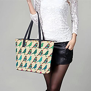 Womens Handbag Birds Pattern Leather Tote Bag Top Handle Satchel Bags For Lady
