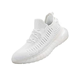 CUYIOM Men's Athletic Walking Shoes Outdoor Running Shoes Slip on Fashion Sneaker White 10