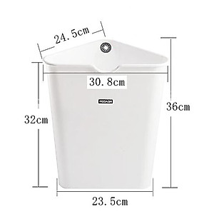 Happiness Decoration Plastic Triangle Garbage Can Without Lid Home Office Bathroom Trash Can Waste Paper Basket Wastebasket for Narrow Spaces Recycling Bins (White) …