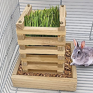 Rabbit Wooden Hay Feeder Chinchilla Food Dispenser Small Animal Hay Rack  Bunny Cage Accessories for Guinea Pig Hamster