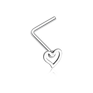 Freedom Fashion Dainty Heart Icon L-Shaped 316L Surgical Steel Nose Stud Ring (Sold Individually) (20 GA, 9/32", Steel)