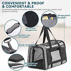 Petsfit Most Airline Approved Cat Carrier Dog Carriers Soft-Sided Pet Washable Travel Carrier for Puppies/Kittens/Rabbit,5-Sided Breathable mesh/Self-Lock Zippers