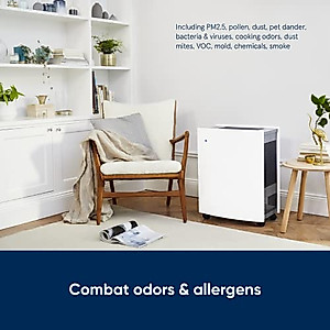BLUEAIR Air Purifier for Allergy Hay Fever Reduction in Large Rooms, HEPASilent Technology with WIFI features ALEXA Compatible, Removes 99.97% Pet Dander Pollen Mold Dust Viruses, Classic 605, White