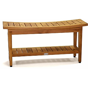 AquaTeak Patented 36" Maluku Teak Shower Bench with Shelf