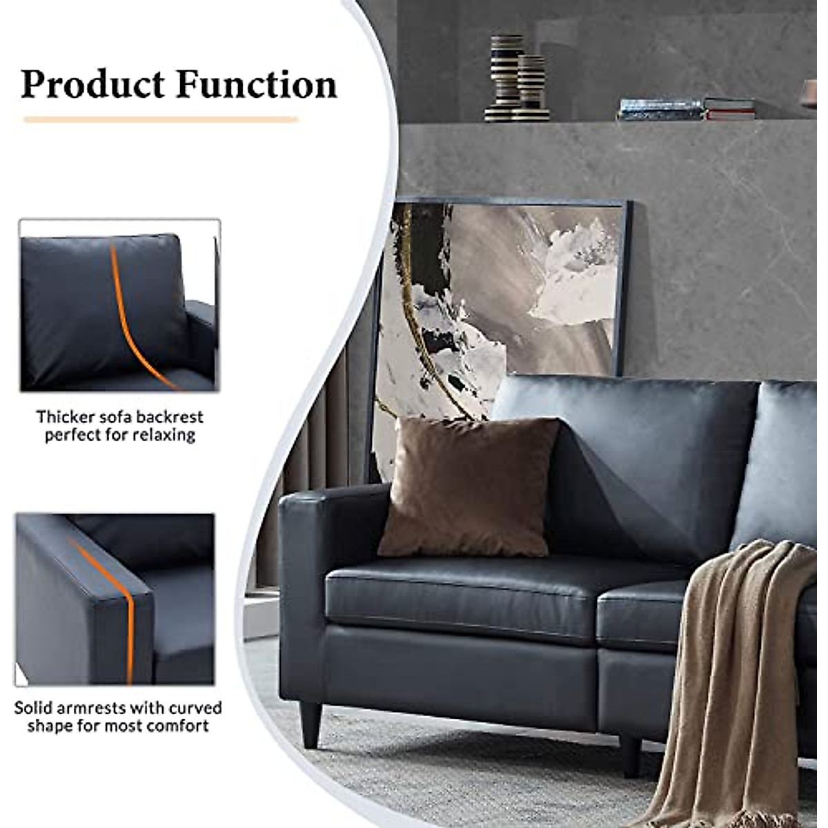 DNYN Convertible Sleeper Futon Sofa with 2 Pillows, Velvet Tufted Couch w/Metal Legs and Adjustable Backrest, for Apartment Office Small Space Living Room Furniture, Black