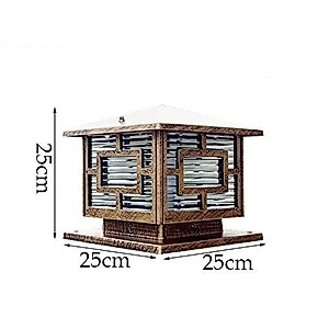 MODEBHD European E27 Column Lights Continental Victoria 1-Light Glass Lantern Bronze 25CM Column Lamp Outdoor Table Lamp Modern Simple Aluminum Waterproof Street Post Light Decoration Illumination