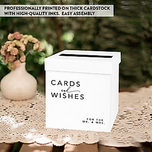 Andaz Press Sturdy White Wedding Card Box Modern Minimal Cards and Wishes Wedding Gift Box for Cards, Card Box for Wedding Bridal Shower Baby Shower Birth Graduation Parties 10x10x10 Inches