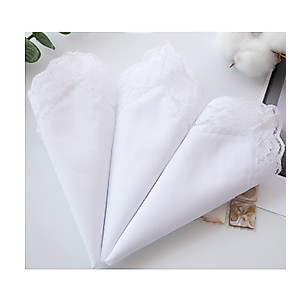 MileyMarla Ladies New Pretty Lace White Cotton Handkerchiefs Wedding Hankies Hanky
