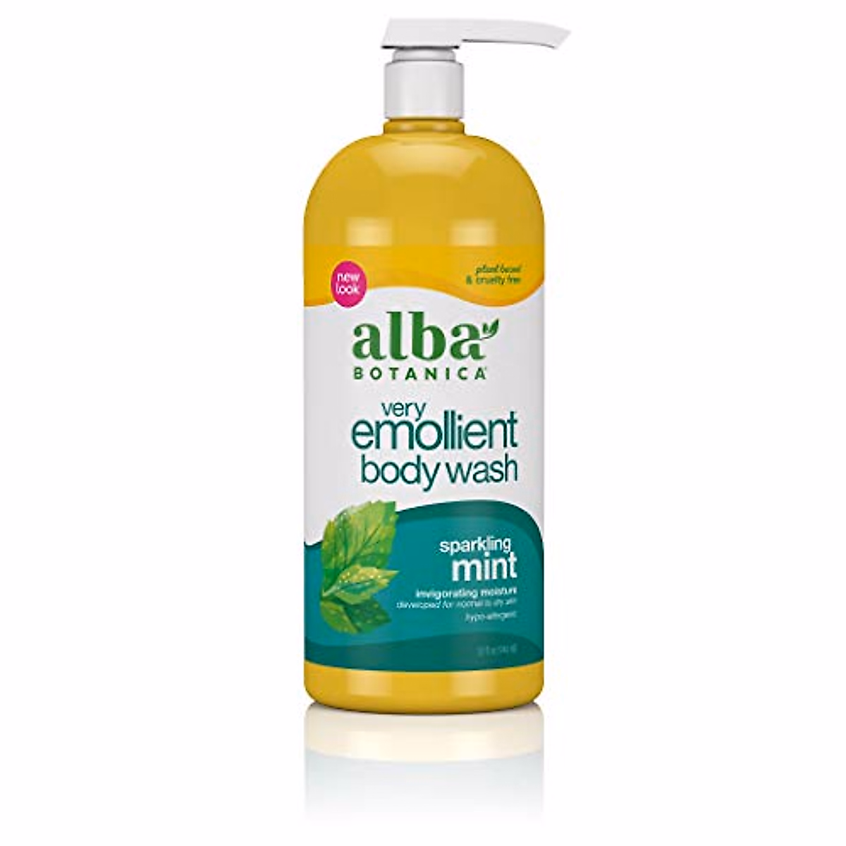 Alba Botanica Very Emollient Bath & Shower Gel, Sparkling Mint, 32 Oz (Packaging May Vary)