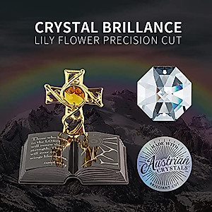 CRYSTOCRAFT Mini Bible Series Gift with Austrian Crystal Studded Art Home Decor for Your Loved One, Friends (Gold) (Mini Cross Bible Story B)