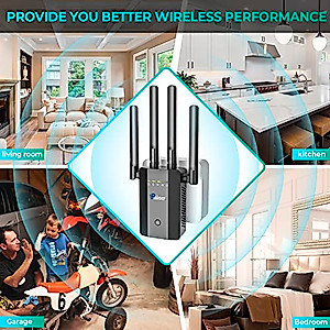2023 WiFi Extender Signal Booster Long Range up to 9995sq.ft and 52+ Devices, Internet Booster for Home, Wireless Internet Repeater and Signal Amplifier, 5 Modes,1-Tap Setup, WAN/LAN Port