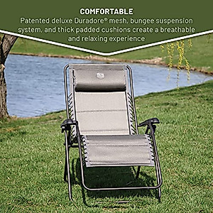Timber Ridge Balsam Deluxe Zero Gravity Lounger Oversize Outdoor Recliner Chair, Grey