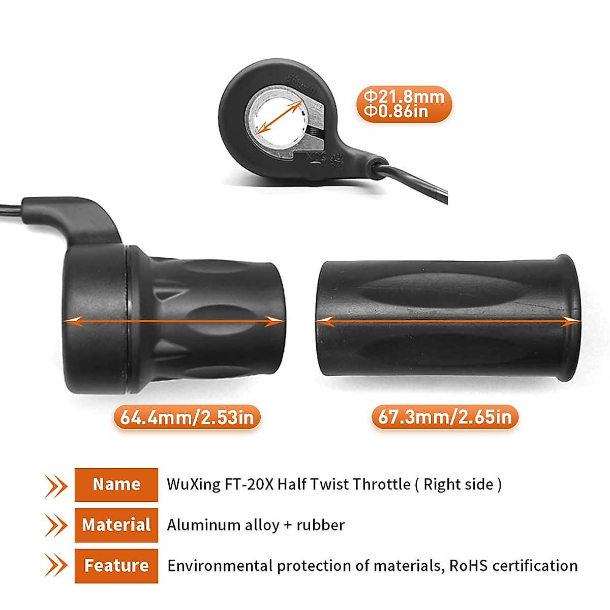 HUDAMZKY Electric Bicycle Right Handle 20X Half Twist Throttle 24V 36V 48V 60V 72V SM/Waterproof Connector for E Bikes or Folding Electric Scooter