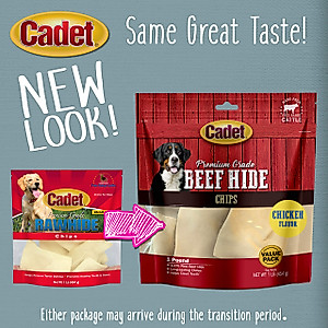 Cadet Premium Grade Beef Hide for Dogs, Rawhide Long Lasting Dog Chews, Chips, Curls & Rolls for Small/Medium/Large Dogs